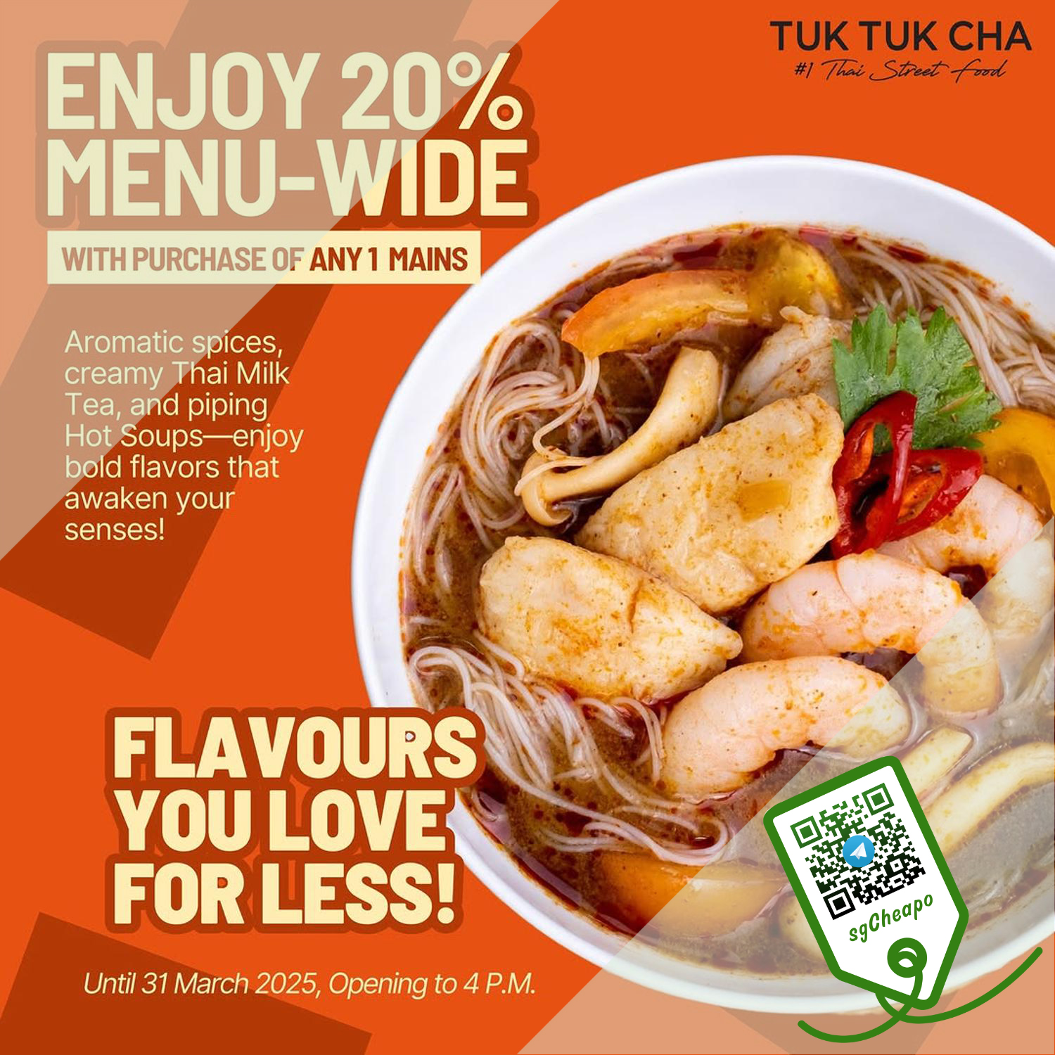 20% OFF Menu-Wide - sgCheapo