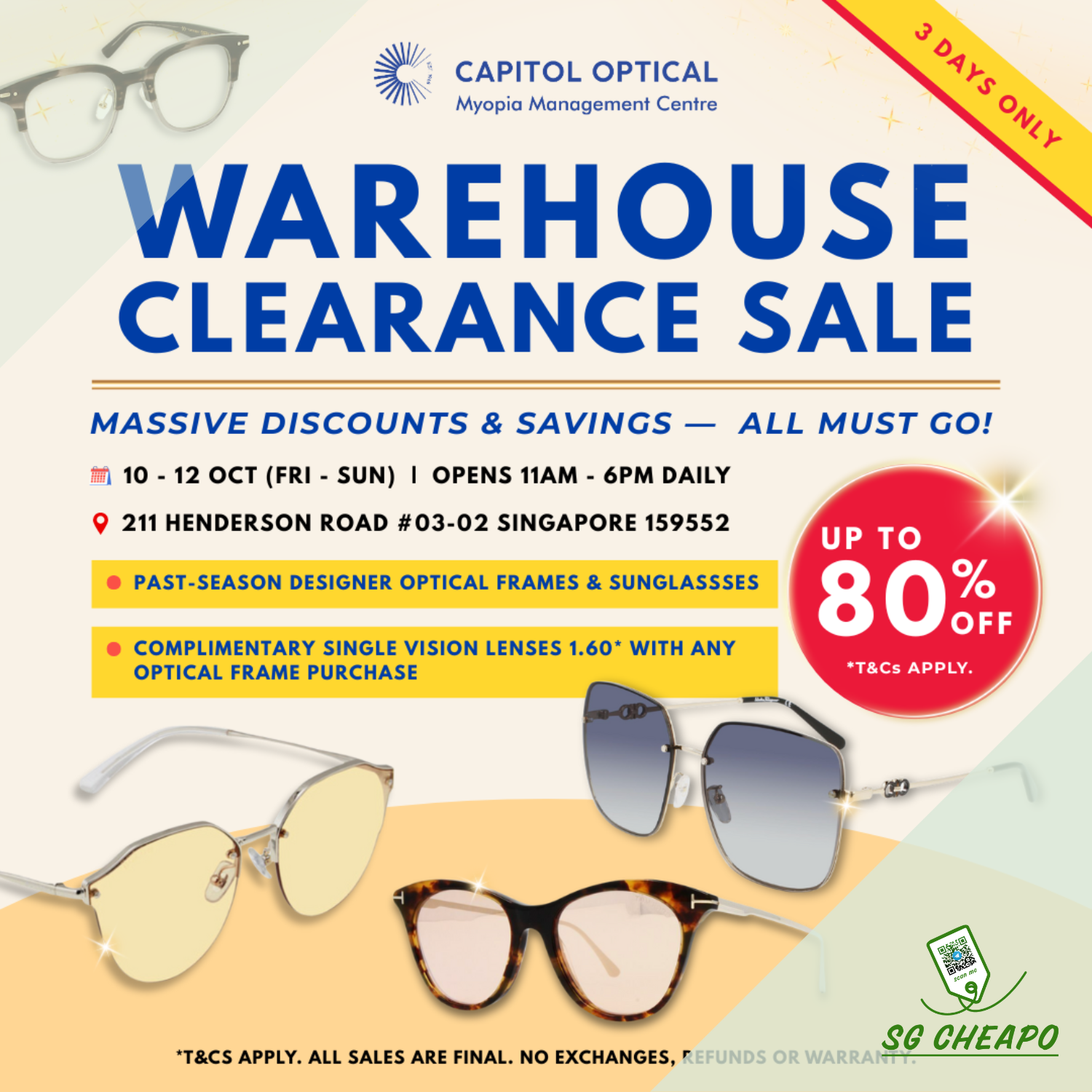🔥 ALL MUST GO – Capitol Optical Warehouse Clearance Sale 🔥 - sgCheapo